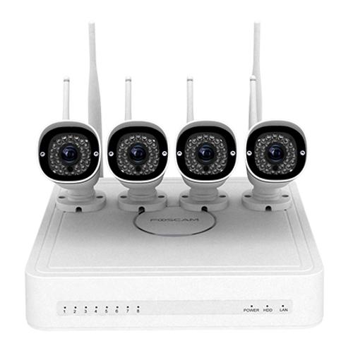 Foscam 4 CH NVR Smart Home Security System with 4 Wi-Fi HD Cameras ...
